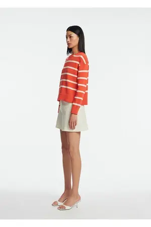 Lela Rose Striped Knit Crewneck