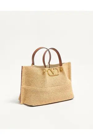 Valentino Garavani Medium Straw Summer Tote - Brown