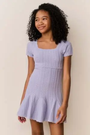 LoveShackFancy Tween Daffron Stretch Pointelle Dress - Moonwash