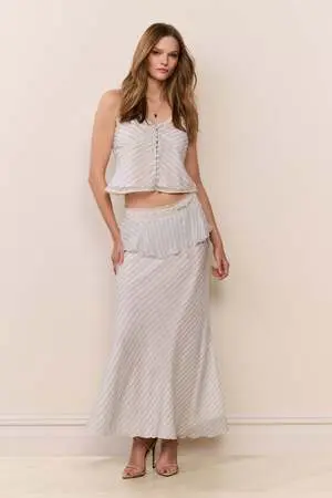 LoveShackFancy Sylette Chiffon Striped Maxi Skirt