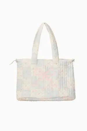 LoveShackFancy Aja Floral Patchwork Weekender Bag - Ivory Chapparal