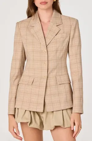 Astr The Label Valor Plaid Blazer - Tan Plaid