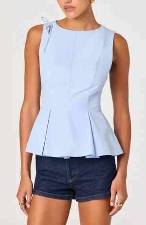 Astr The Label Kalish Sleeveless Peplum Top - Blue