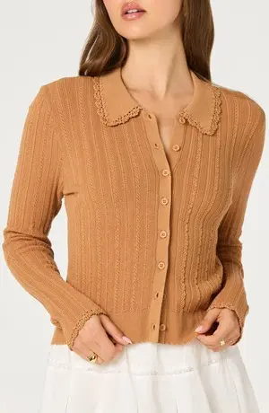 Astr The Label Kristen Rib Cardigan - Nutmeg