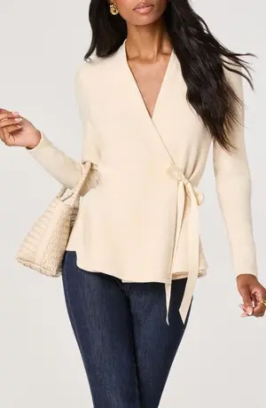 Astr The Label Dayna Peplum Wrap Top