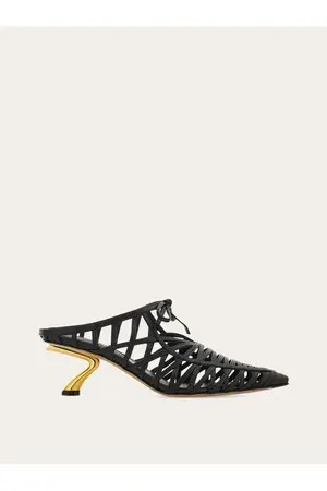 FERRAGAMO S-shaped Heel Mule - Black