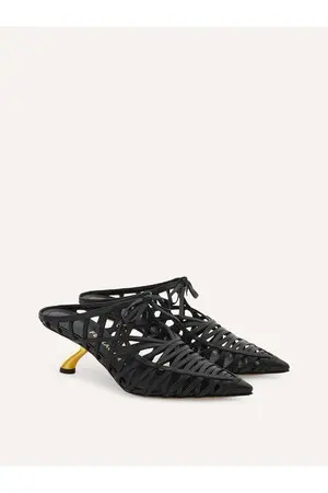 FERRAGAMO S-shaped Heel Mule - Black