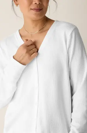Eileen Fisher V-neck Button Front Cardigan - White