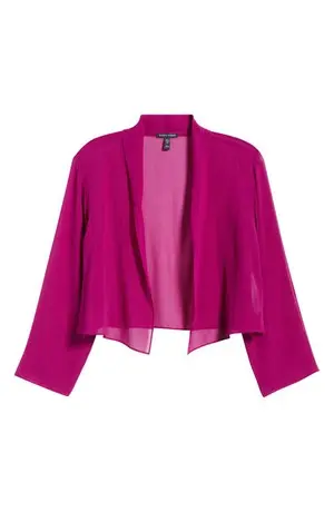Eileen Fisher Open Front Silk Jacket - Berry Bloom