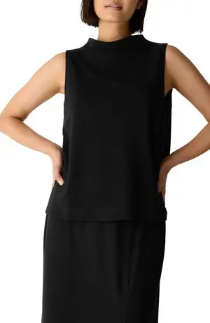 Eileen Fisher Funnel Neck Sleeveless Top - Black