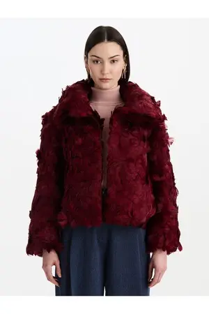 Oscar De La Renta Textured Feather Embroidered Jacket - Red