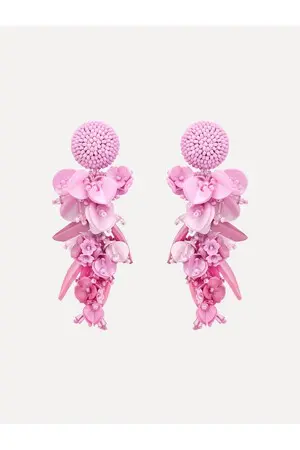 Oscar De La Renta Cascading Petal Drop Clip-on Earrings - Natural