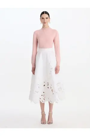 Oscar De La Renta Cutout Cotton Twill Skirt - Floral