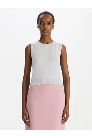 Oscar De La Renta Cropped Wool Tank - Natural