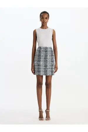 Oscar De La Renta Slub Wool Tweed Skirt - Natural
