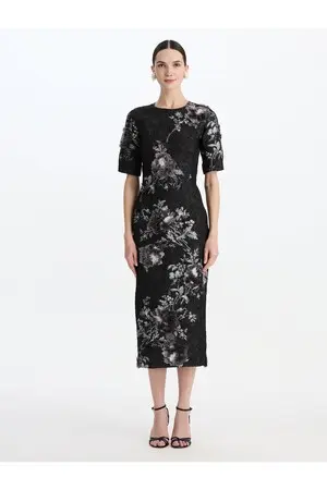 Oscar De La Renta Peony Fil Coupé Cocktail Dress - Natural