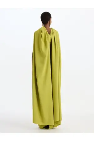 Oscar De La Renta Draped Georgette Halter Kaftan