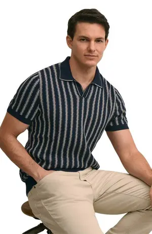 Brooks Brothers Vertical Mini Stripe Johny Collar Polo