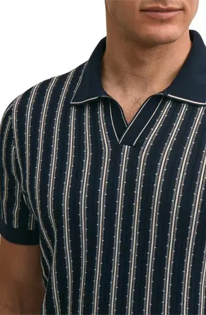 Brooks Brothers Vertical Mini Stripe Johny Collar Polo - Vrtical Strp Nvy