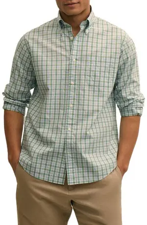 Brooks Brothers Friday Regular Fit Plaid Cotton Poplin Button-down Shirt - Malachite Green Check