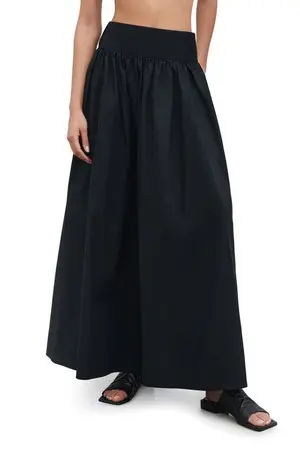 MARCELLA Raven Cotton Poplin Maxi Skirt
