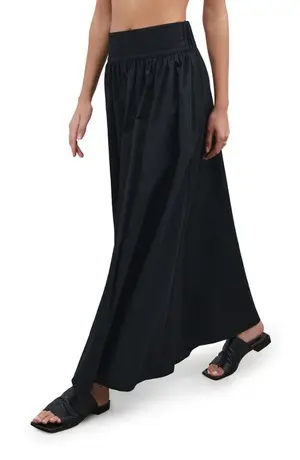 MARCELLA Raven Cotton Poplin Maxi Skirt