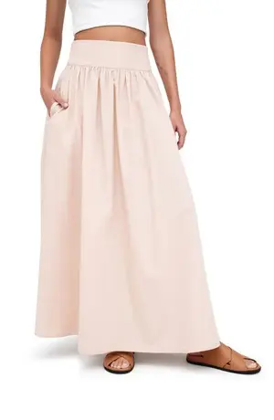 MARCELLA Raven Cotton Poplin Maxi Skirt - Light Beige