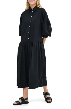 MARCELLA Ada Cotton Poplin Midi Shirt Dress