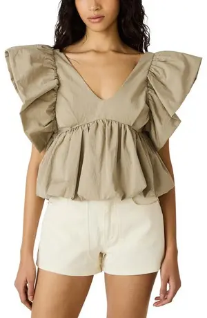 Steve Madden Saskya Babydoll Top - Khaki