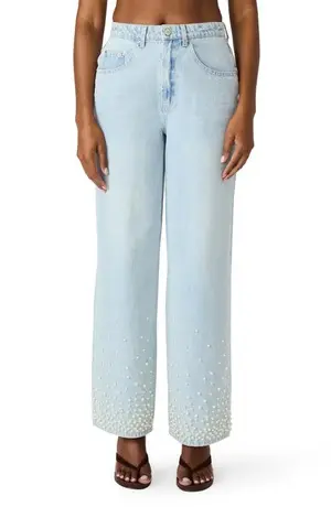 Steve Madden Sydnee Beaded Straight-leg Jeans