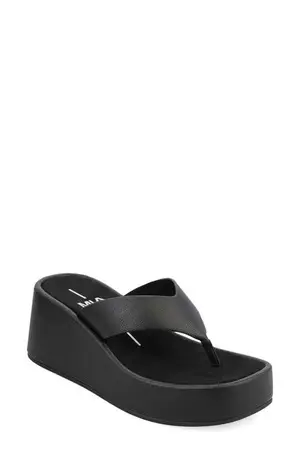 Mia Niccola Platform Wedge Flip Flop - Black