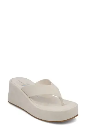Mia Niccola Platform Wedge Flip Flop - Ecru