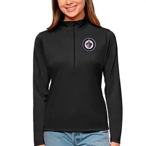 ANTIGUA Winnipeg Jets Tribute Quarter-zip Pullover Top - Black
