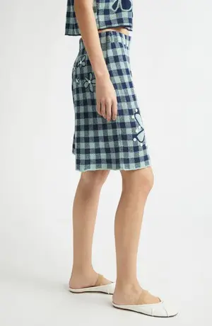 YANYAN Gingham Flower Jacquard Bermuda Shorts