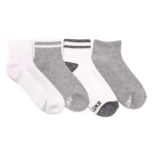 MUK LUKS Dream Step Mini Crew Socks - Ghost Grey