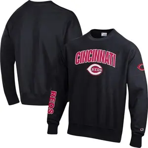 Champion Cincinnati Reds Reverse Weave Chenille Sweatshirt - Black