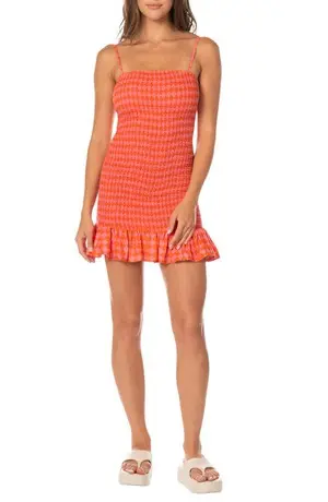 MAAJI Sunset Grid Lua Smocked Cover-up Mini Sundress