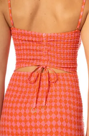 MAAJI Sunset Grid Lua Smocked Cover-up Mini Sundress