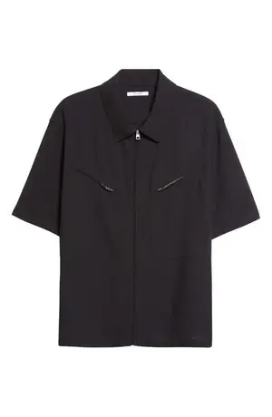 Givenchy Utility Zip Front Wool Shirt - Black