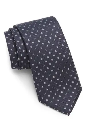 Canali Geometric Silk Neck Tie Navy