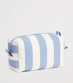 Harrods Cotton Stripe Logo Cosmetics Bag