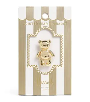 Harrods Jointed Bear Pin Badge - Gold
