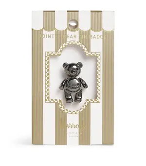 Harrods Jointed Bear Pin Badge - Grey
