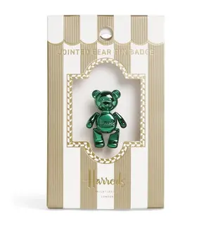 Harrods Jointed Bear Pin Badge - Green