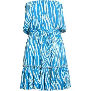 Elan Strapless Cover-up Mini Sundress - Blue Zebra