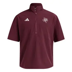Adidas Texas A&m Aggies Woven Quarter-zip Short Sleeve Pullover