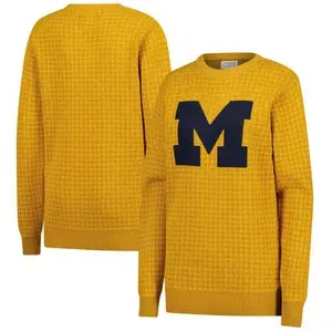 USCAPE APPAREL Michigan Wolverines Renew Knit Vintage Houndstooth Sweater - Maize