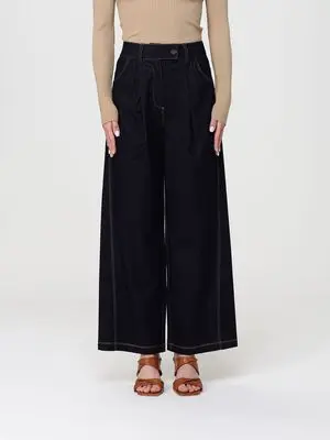Max Mara Cotton Blend Wide Leg Trousers - Blue