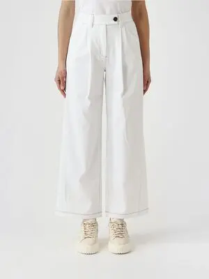Max Mara Cotton Blend Wide Leg Trousers - White