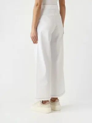 Max Mara Cotton Blend Wide Leg Trousers - White